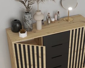 IDZ Komoda WERONA 2D4S 26, 135 cm Dub Artisan/Černá