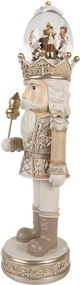 Béžová dekorace Louskáček Nutcracker s LED světýlky - 14*14*49 cm / 3*AA