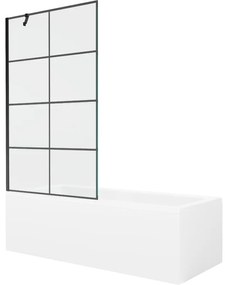 Mexen Cubik obdélníková vana 150 x 70 cm s pláštěm 1-křídlovou zástěnou 100 cm, Černý vzor - 550315070X9510007077