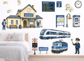České nádraží samolepky na zeď pro kluky arch 157 x 130 cm