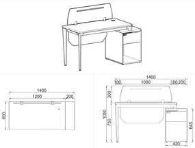 Kancelářský stůl se skříňkou Houseland Profit Max 03 1406 dub/bílý