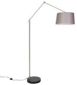 Moderní stojací lampa ocelové lněné stínidlo tmavě šedá 45 cm - Redakce