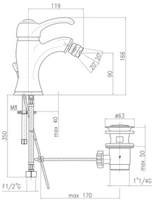 Sapho Sapho, KIRKÉ stojánková bidetová baterie s výpustí, chrom, KI03C