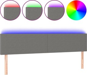 Čelo postele s LED tmavě šedé 200x5x78/88 cm textil 3121355