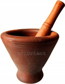 Tradiční hmoždíř z pálené hlíny Velký bronz Clay Mortar 20 cm Proorient