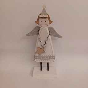 Dřevěná dekorace na stůl anděl 11,5 × 4 × 23 cm, stojící
