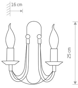 Nástěnné svítidlo Ares v designu lustru, dvě světla