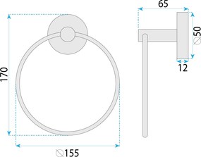 Rea Modern, prstenový věšák na ručník, Ring 6610, měděná matná, REA-98047