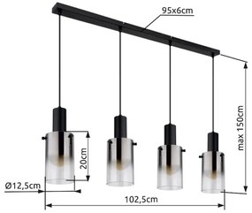 Globo 15907-4H - Lustr na lanku FLORENTINA 4xE27/40W/230V černá
