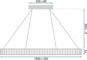 Toolight Toolight, LED stropní svítidlo 100x30 cm, 22W, APP1508-CP, zlatá matná, OSW-06971
