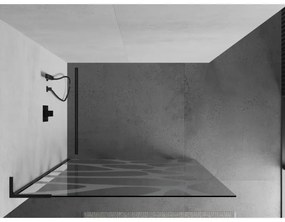 Mexen Kioto L, sprchová zástěna Walk-In 110 x 200 cm, 8mm čiré sklo bílý vzor, ​​černý profil, 800-110-103-70-97