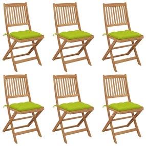 Skládací zahradní židle 6 ks s poduškami masivní akácie,  3075020