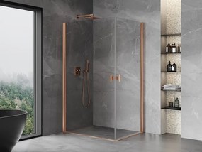 Mexen Mist-B Duo, 2-křídlý ​​výklopný sprchový kout 100 x 80 cm, čiré sklo, měděný matný profil, 8A2-100-080-65-00