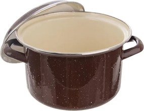Smaltovaný hrnec s lemem a poklicí BROWN
