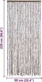 Závěs proti hmyzu taupe a bílý 90 x 220 cm Chenille 325461