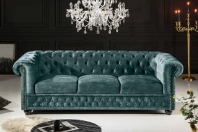 Designová trojsedačka Chesterfield 205 cm petrolejový samet