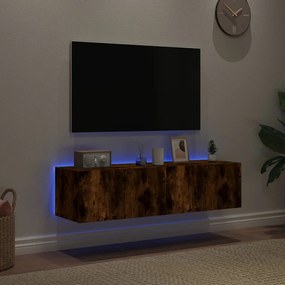 Nástěnné TV skříňky s LED 2 ks kouřový dub 60 x 35 x 31 cm