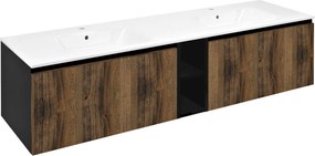 Sapho Lorea - Umyvadlová skříňka 160x46x52 cm, 2x zásuvka, dub collingwood/matná černá LE070-1935-10