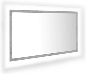 vidaXL Marketos LED koupelnové zrcadlo betonově šedé 80 x 8,5 x 37 cm akrylové