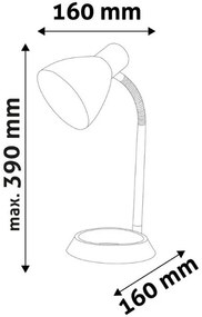Stolní lampa se závitem E27, základna ve tvaru O, bílá