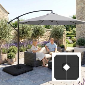 Outsunny Zátěž na deštníky Outsunny, 4dílný stojan na deštníky, lze naplnit 80 kg vody nebo 120 kg písku, HDPE, černá, 100 x 100 x 9,5 cm | Aosom