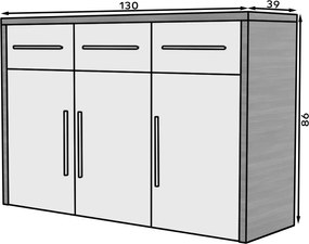 ADRK Furniture Komoda MARDEN CHES-MAR-130-OMBD_WS