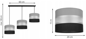 Závěsné svítidlo Elegance, 3x textilní stínítko (mix 5 barev - kombinace 2 barev), (výběr ze 3 barev konstrukce)