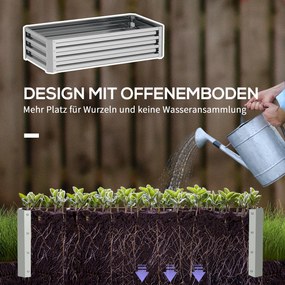 Outsunny Vyvýšený Záhon z Oceli, Studený Rám pro Růst S Otevřeným Dnem, Zahradní Box pro Rostliny 120x60x30,5 cm pro Zahradu, Balkon, Terasu, Rostlin…