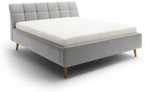 Čalouněná postel s prošívaným čelem lemina s úložným prostorem 160 x 200 cm světle šedá MUZZA