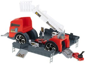 Creative Corner Transportér TIR 2v1 parkovací garáž hasiči + 3 auta červená