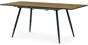 Jídelní stůl HT-921 OAK, rozkládací 140+40x80 cm, MDF deska, dýha divoký dub, kov černý lak mat