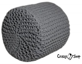 Pletený puf CRAZYSHOP CYLINDER, tmavě šedá (ručně pletený)