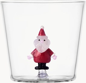 Ručně vyrobený skleněný pohárek z borosilikátového skla's figurkou Santa Claus Christmas Tales