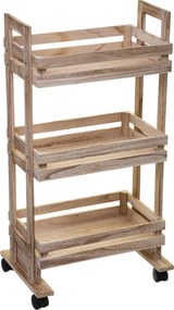 Kuchyňský vozík se 3 policemi, dřevěný, 82 cm