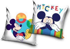 Dekorační povlak na polštář 40x40 Mickey bílý barevný samet 12 Carbotex