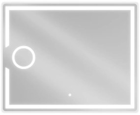 Mexen Onyx osvětlené koupelnové zrcadlo s kosmetickým zrcátkem 100 x 80 cm, LED 6000K, proti zamlžení