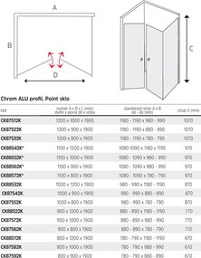 Mereo Mereo, Sprchový kout, Lima, obdélník, lítací dveře a pevný díl, chrom ALU, sklo Point, CK88522K