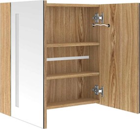 LED koupelnová skříňka se zrcadlem dub 62 x 14 x 60 cm 326522