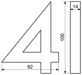 Domovní číslo "4", RN.100LV, broušené, černá