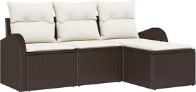 Set pohovek 4 ks Hnědá a bílá polyratan 3354657