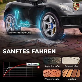 AIYAPLAY dětské elektrické auto Porsche Carrera GT, 10,8 V, černé