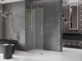 Mexen Velar L, posuvná sprchová zástěna Walk-in 110 x 200 cm, 8mm sklo námraza, zlatá lesklá, 871-110-003-33-50