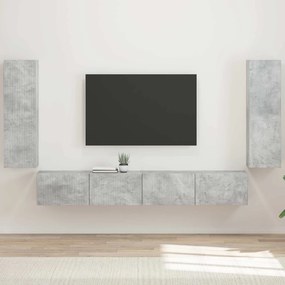 Sada televizního nástěnného kabinetu 4 ks Betonově šedá 3408928