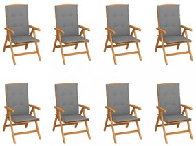 Skládací zahradní židle s poduškami 8 ks teak / látka Dekorhome Šedá