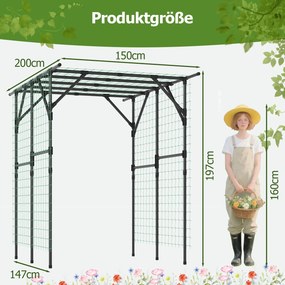 Costway Široký zahradní oblouk pro popínavé rostliny, 200 × 150 × 197 cm