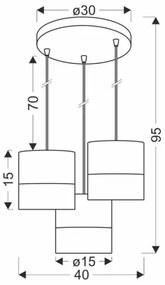 Lustr na lanku BIANCO 3xE27/40W/230V bílá/hnědá