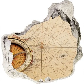 Wallmuralia Samolepící díra na stěnu Kompas na mapě 75x75 cm