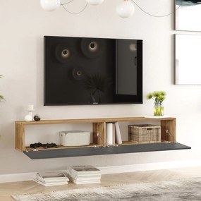 KALUNE DESIGN dřevěný TV stolek FRAM šedý 29,6x180 cm 956LCS1612