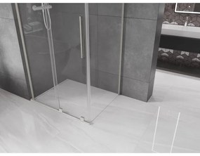 Mexen Velar L, sprchový kout s posuvnými dveřmi 100 x 120 cm, 8mm čiré sklo, broušená ocel, 871-100-120-03-97
