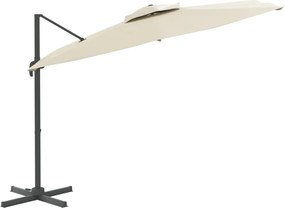 vidaXL Konzolový slunečník s dvojitou stříškou pískově bílý 300x300 cm [319943]